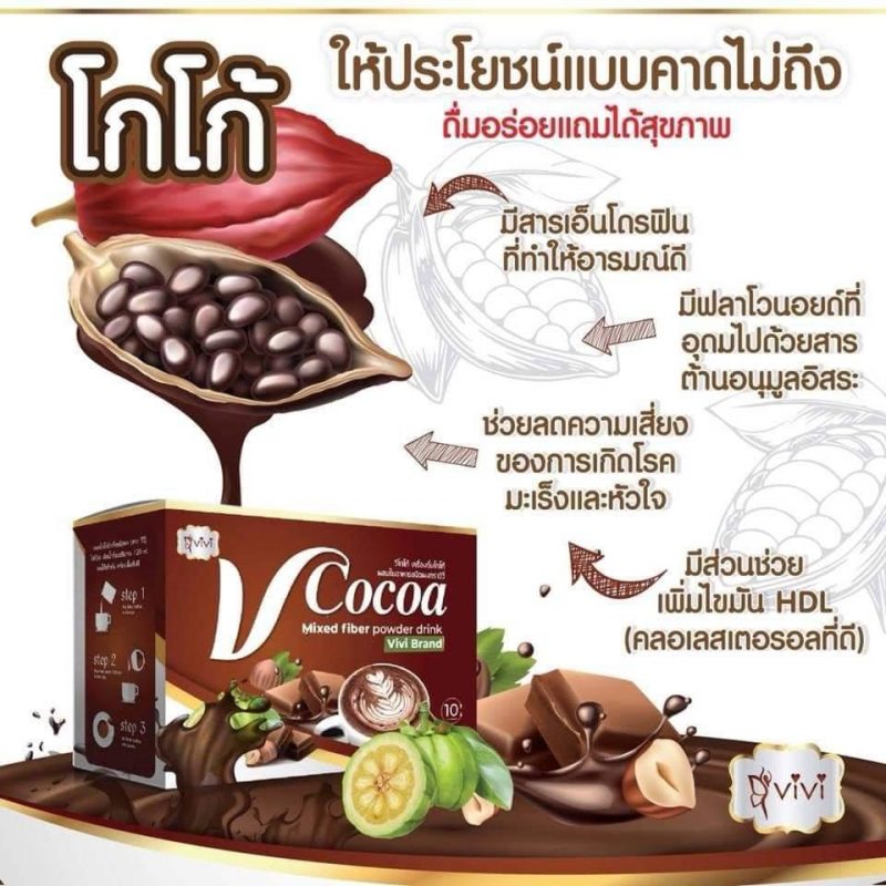 Vivi V Cocoa Mixed Fiber Powder Drink - Thailand Best Selling Beauty ...