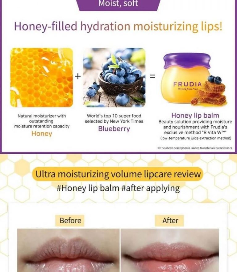 Frudia Blueberry Hydrating Honey Lip Balm Moisturizing & Volume up ...