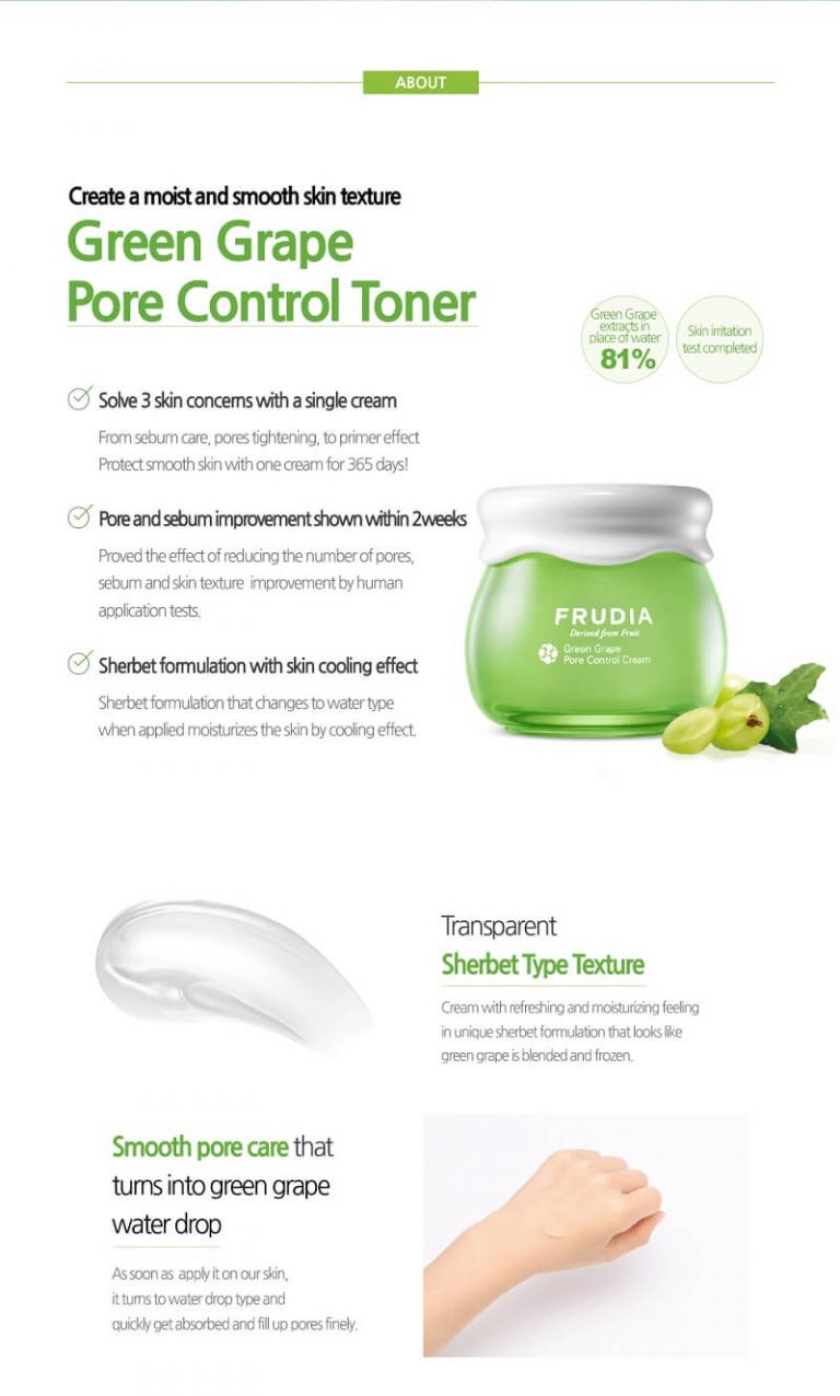 Frudia Green Grape Pore Control Cream - Thailand Best Selling Beauty Products - No.1 Online ...